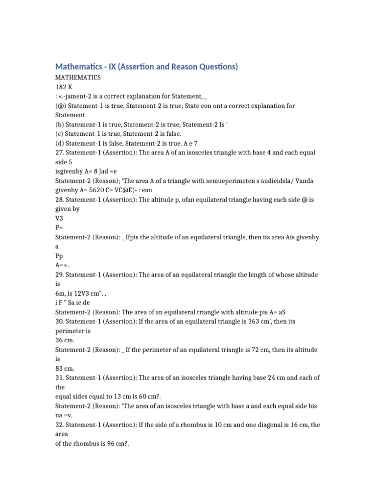 Assertion Reason Questions Pdf 2506