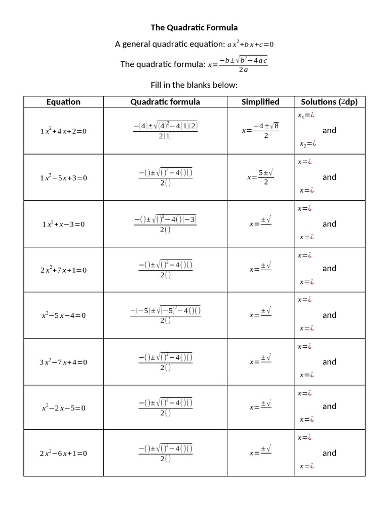 Understanding the Quadratic Formula | PDF | Quadratic Equation | Square ...