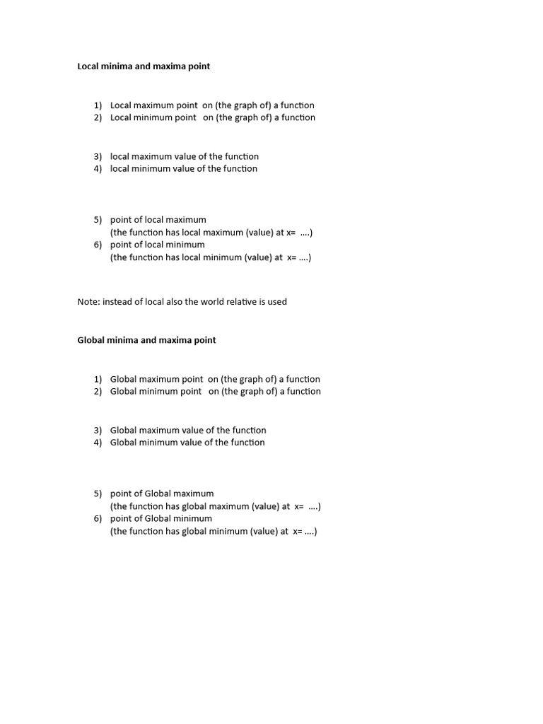Local Minima and Maxima Point | PDF