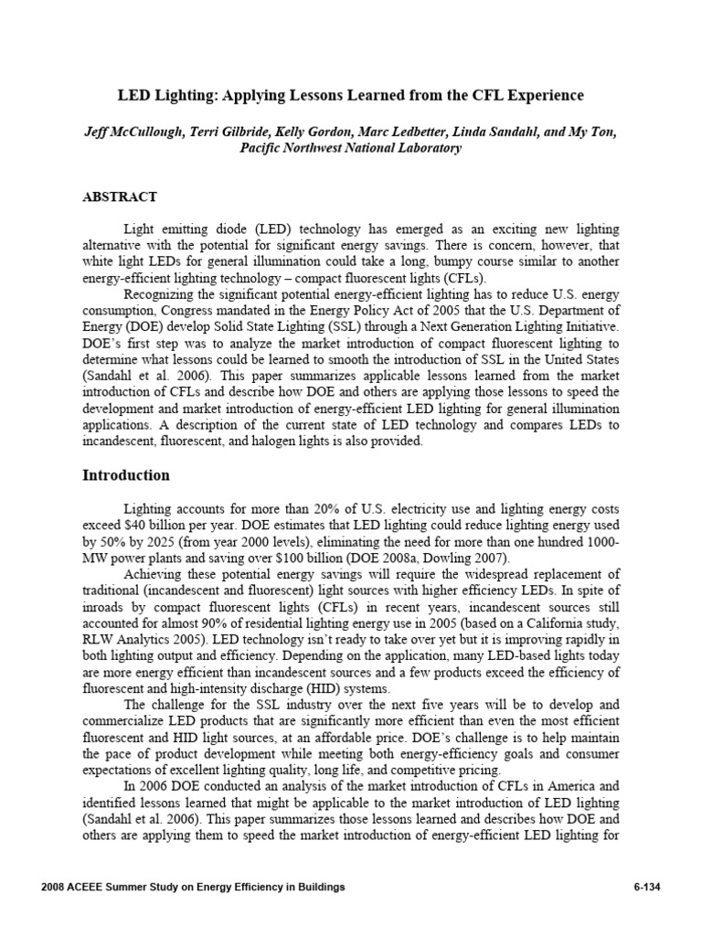 LED Lighting Applying Lessons Learned FR | PDF | Compact Fluorescent Lamp | Light Emitting Diode