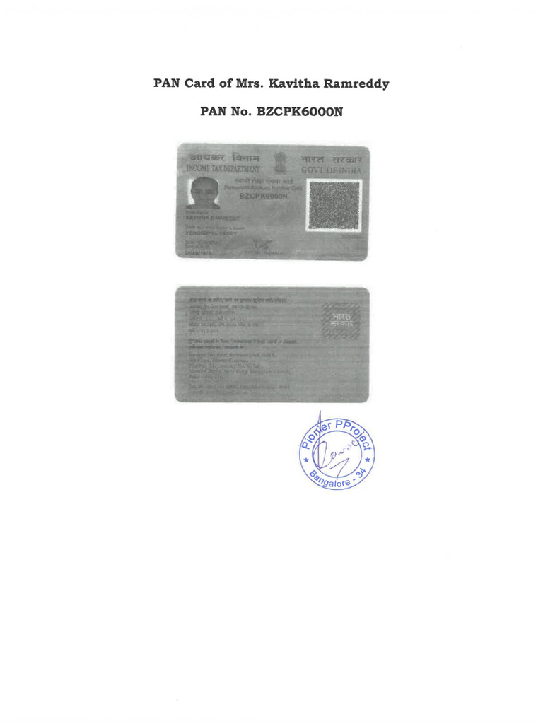 4 Kavitha PAN Attested | PDF