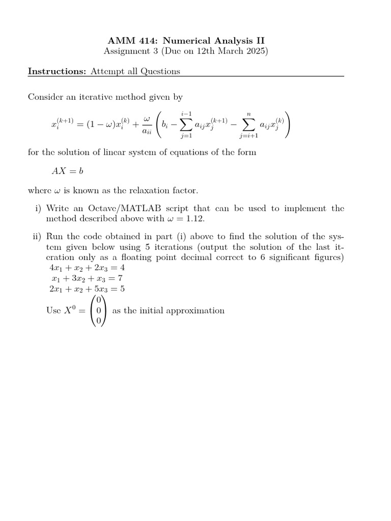 Numerical Analysis II Assignment 3 | PDF