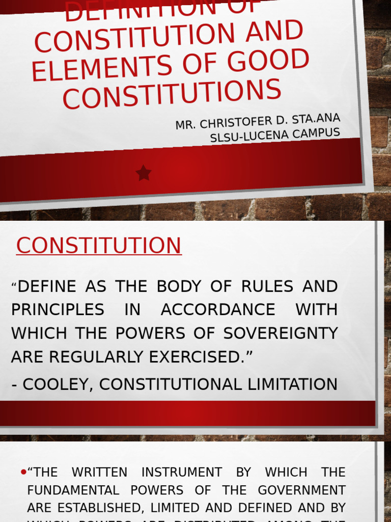 Definition of Constitution and Elements of Good Constitutions | PDF ...