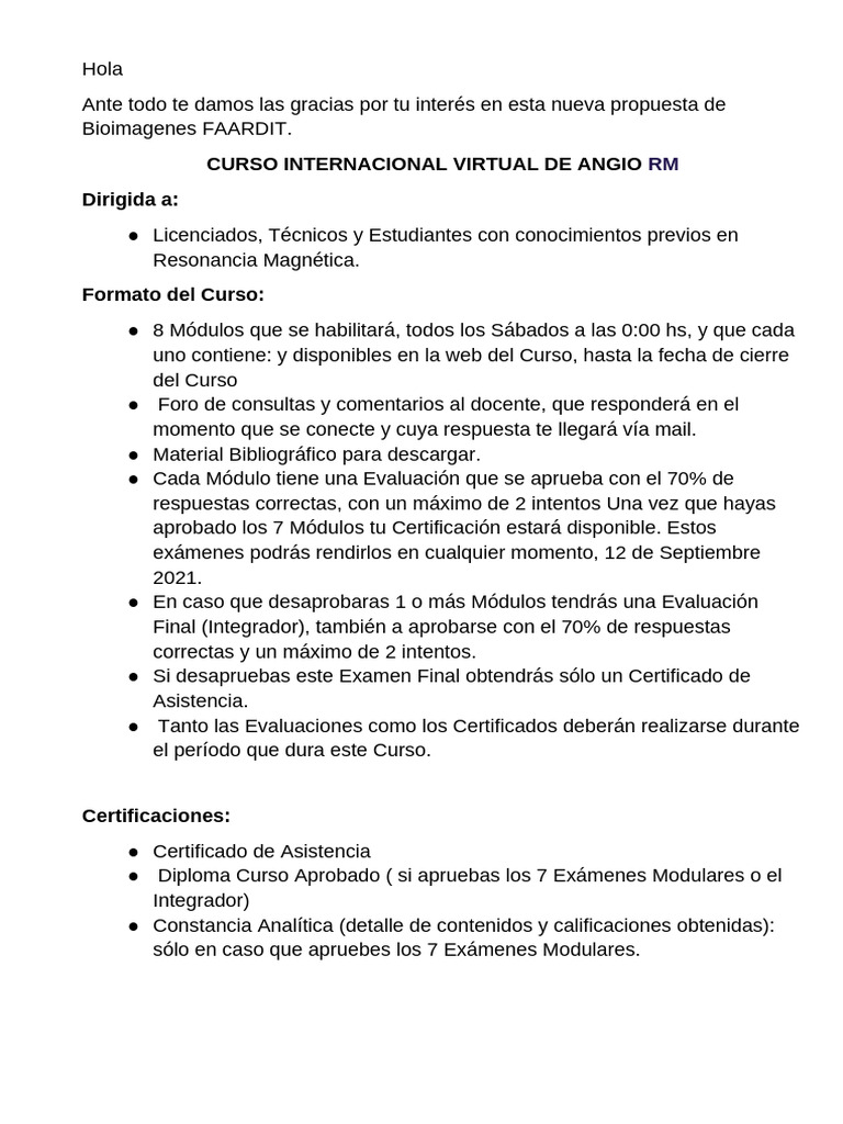 ANGIO RM Información | PDF