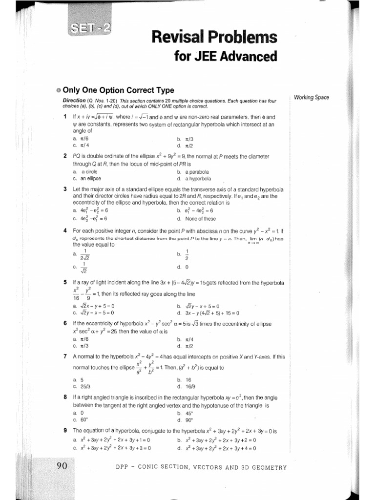 JEE Advanced Revisal Problems Hyperbola | PDF