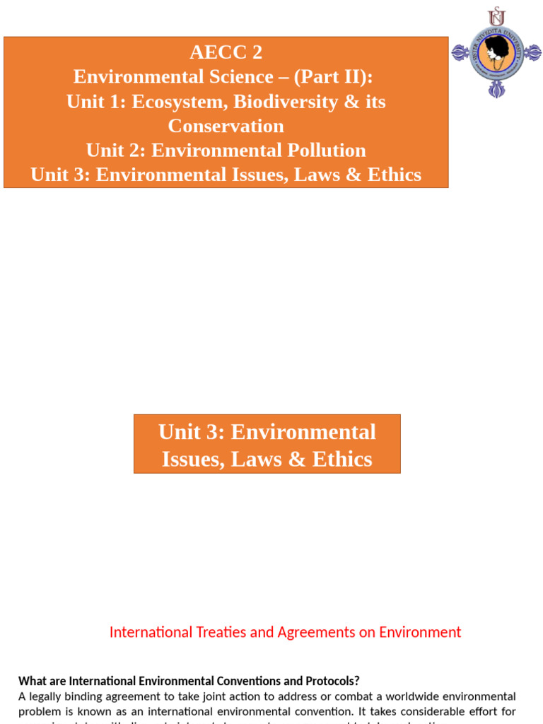 EVS II- Unit 3-The Laws-Ethics | PDF | Kyoto Protocol | Greenhouse Gas