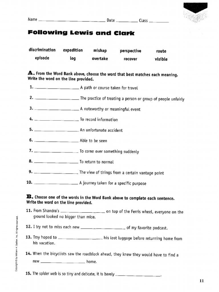 8th Sadlier L6 Quiz - Following Lewis and Clark | PDF
