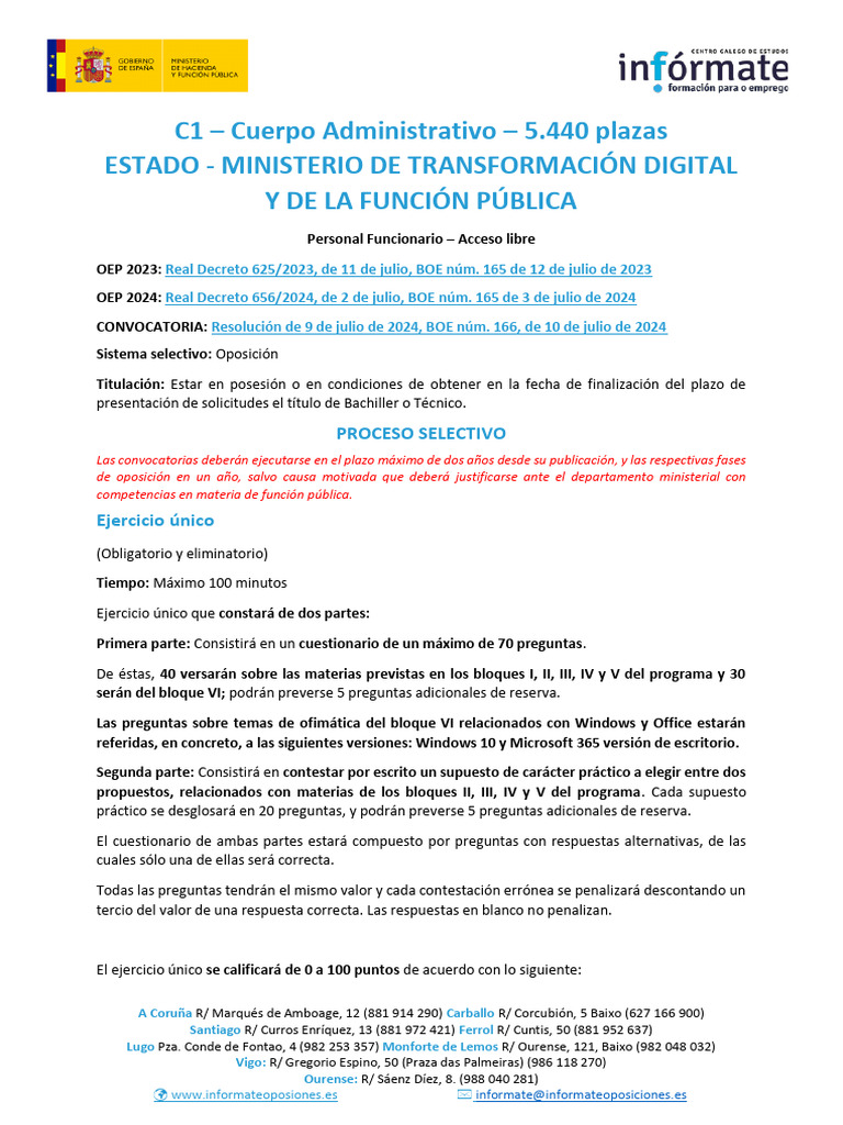 Estado c1 Administrativo Libre 2023 2024-5-440 Plazas 1.Original | PDF ...