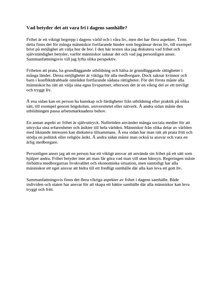 Frihet I Dagens | PDF