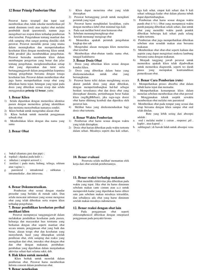 12 Benar Prinsip Pemberian Obat