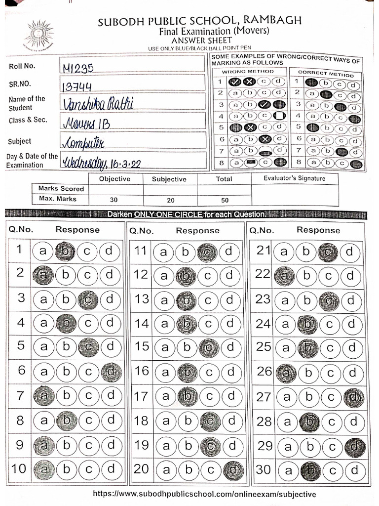 VANSHIKA RATHI M1B Computer Final Exam | PDF