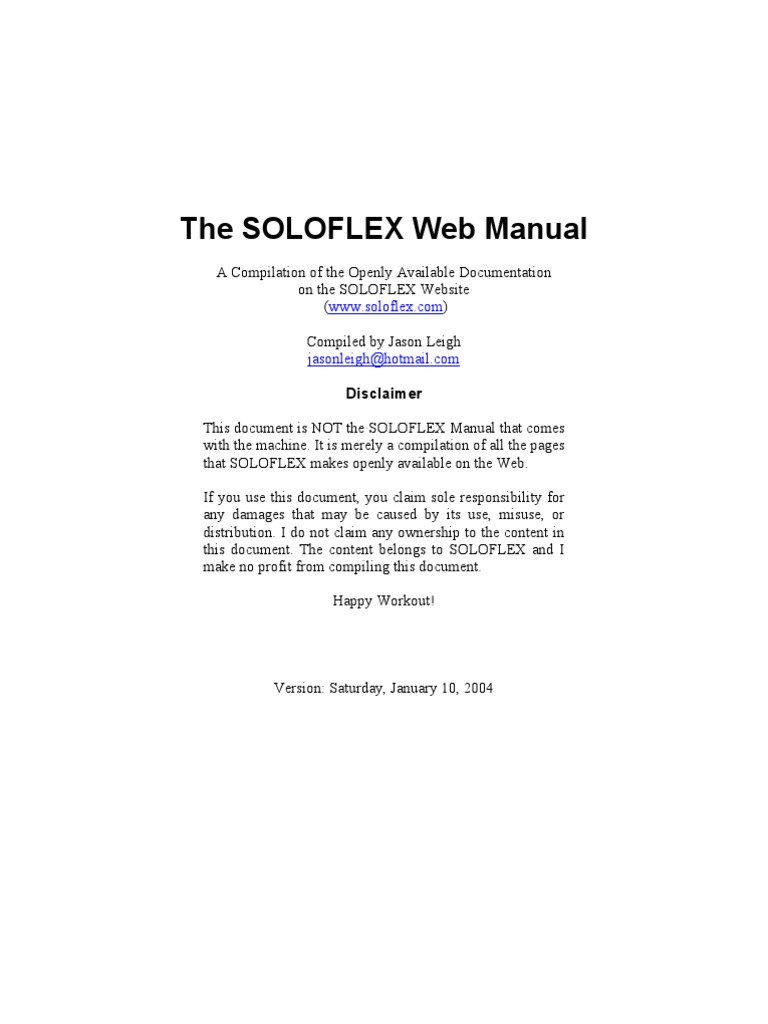 Soloflex Assembly & Guide | PDF | Strength Training | Weight Training