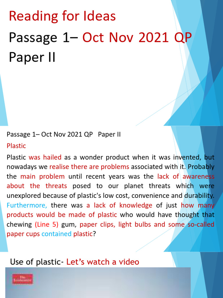 Plastic Oct Nov 2021 Passage 1 | PDF | Plastic | Recycling