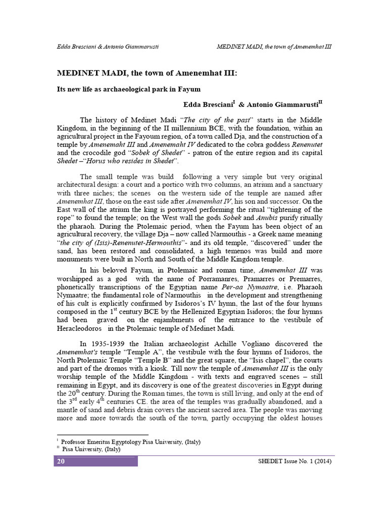 Medinet Madi: Amenemhat III's Legacy | PDF