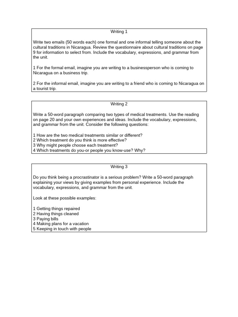 Writing Tasks Level 7 | PDF