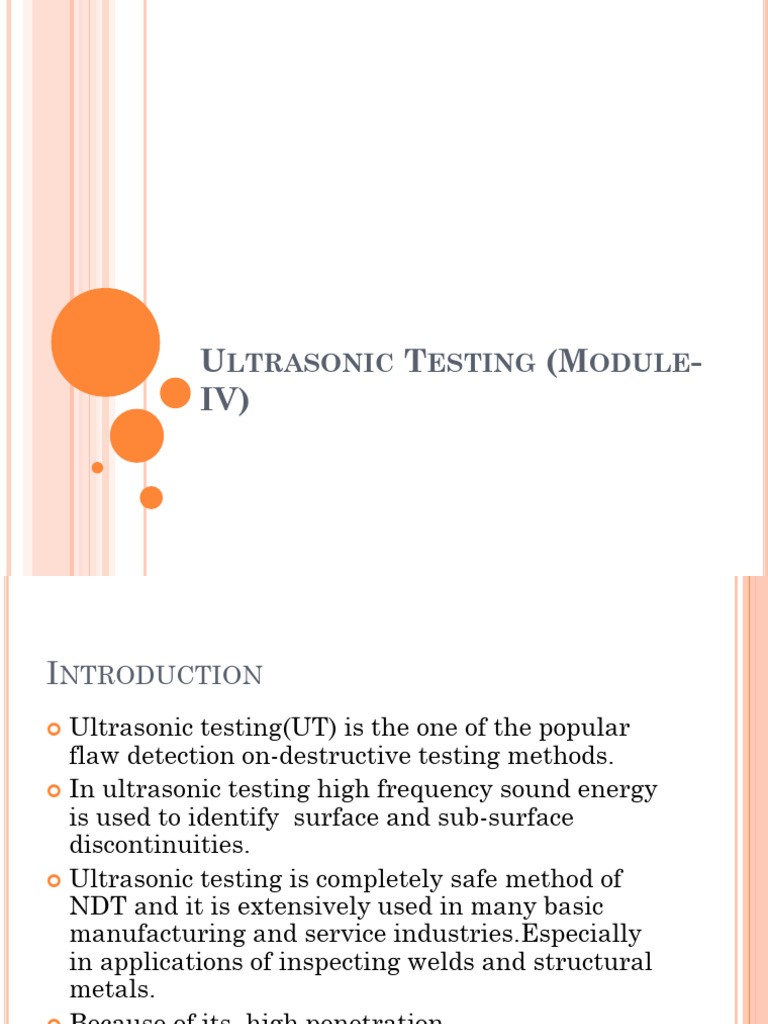 Ultrasonic Testing: Principles & Methods | PDF | Waves | Ultrasound