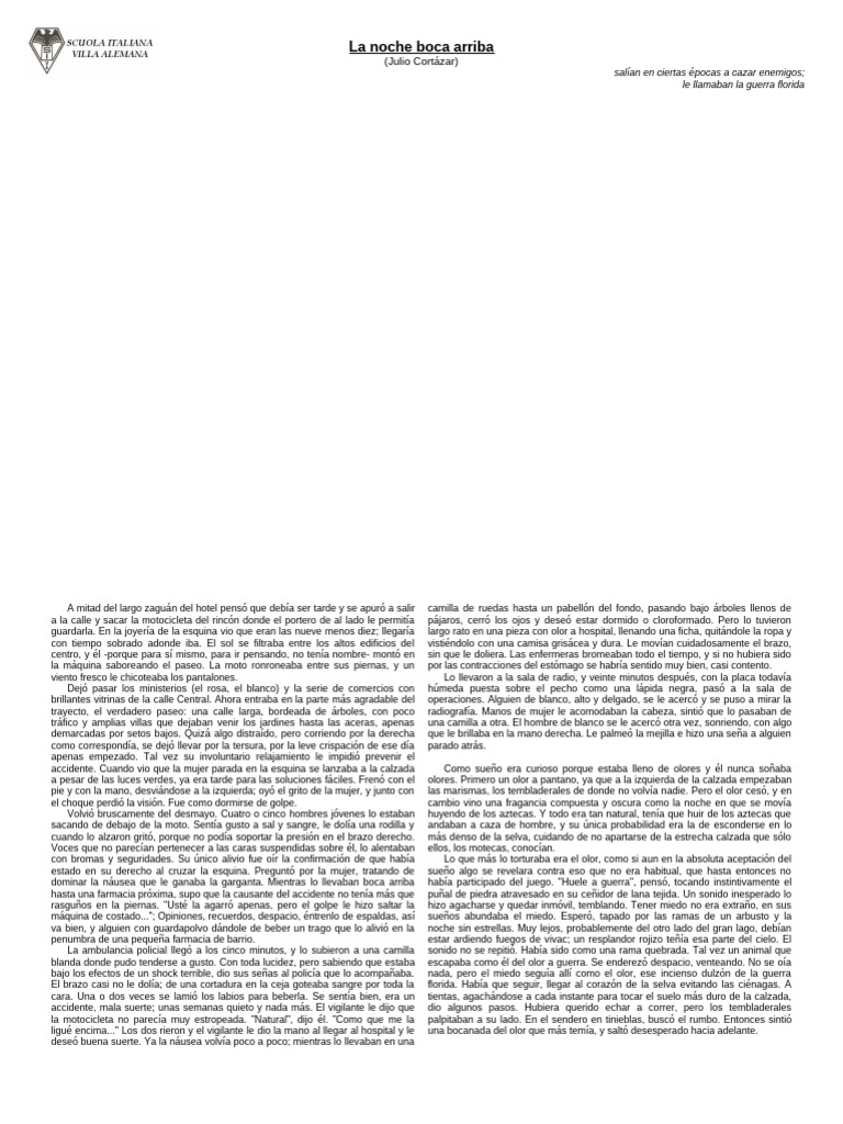 La Noche Boca Arriba Cortazar | PDF