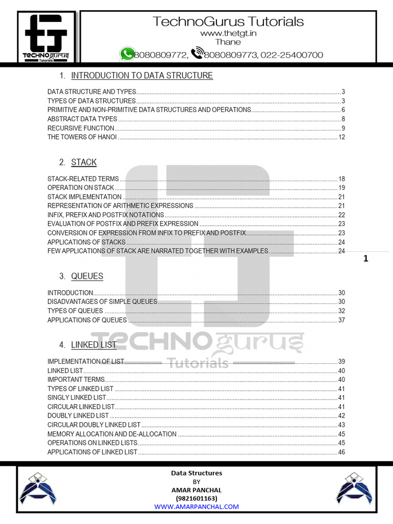 Dara Structures by Amar Panchal | PDF | Pointer (Computer Programming) | Algorithms And Data ...
