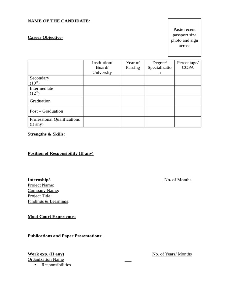 IDBI JAM CV Format 2025 Guide | PDF