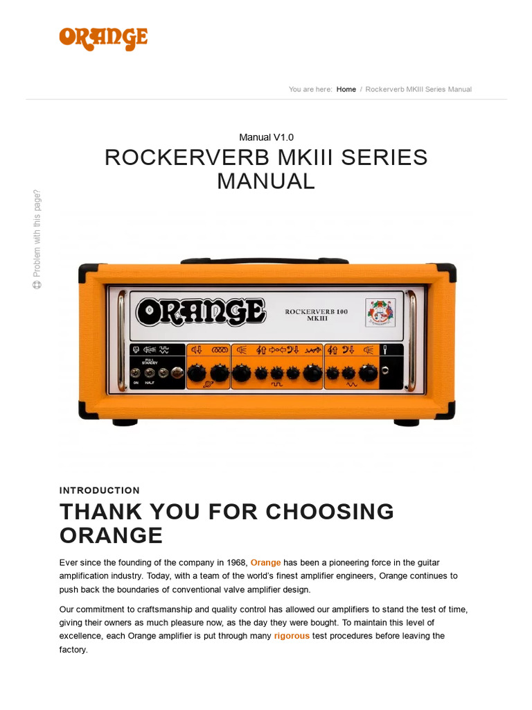 Rockerverb MKIII Series Manual - Orange Amps | PDF | Mains Electricity ...