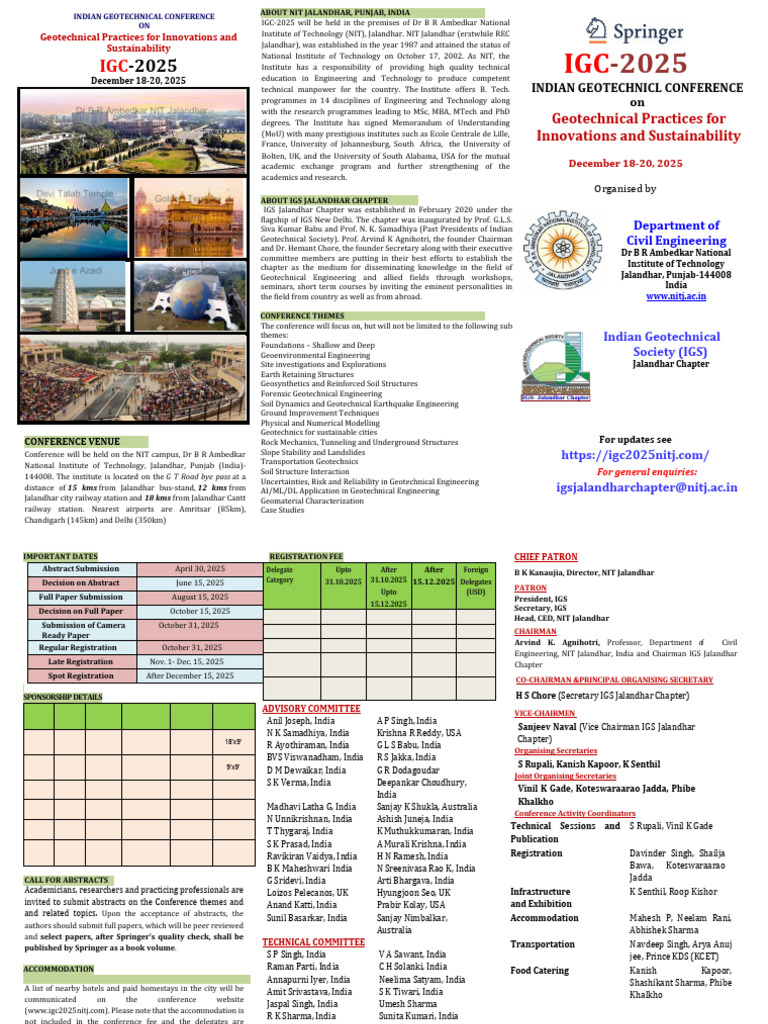 Ist Announcement Brochure IGC2025 | PDF | Geotechnical Engineering ...