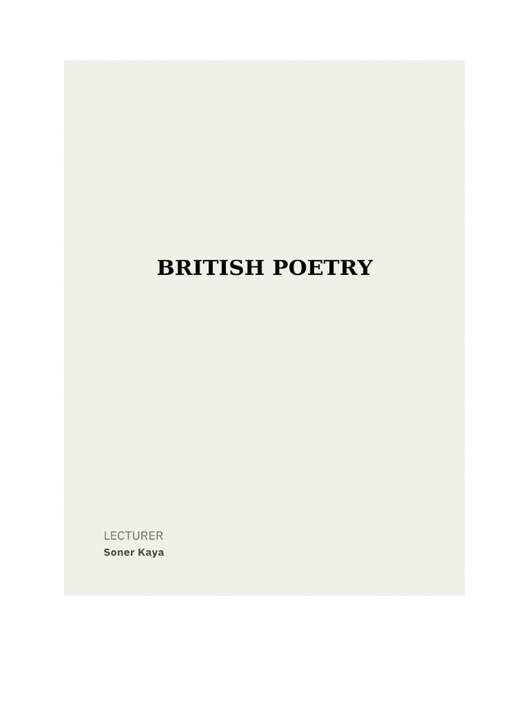 British Poetry 1 | PDF | Poetry | Sonnets