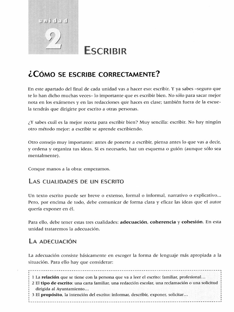 Unidad - 2 Escribir | PDF