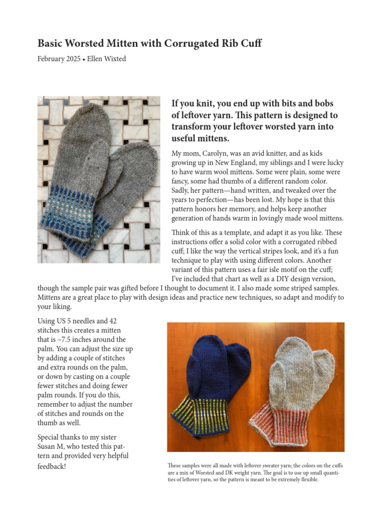 Basic Worsted Mittens With Corrugated Cuff | PDF | Knitting | Knitting ...