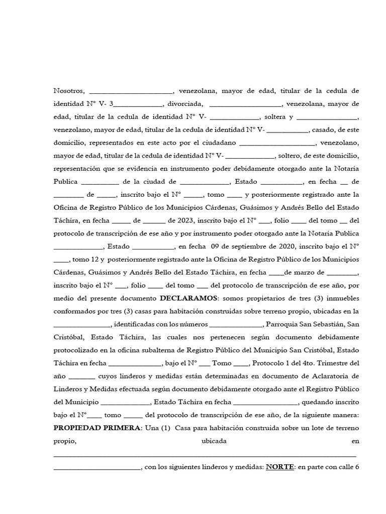 PARTICION AMISTOSA REGISTRADA | PDF