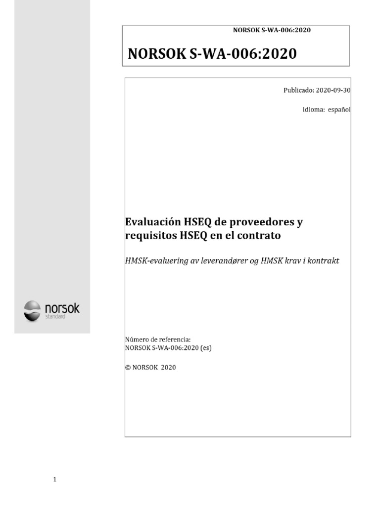 Norsok S-006 2020 Español - VIEWER XDOCS | PDF