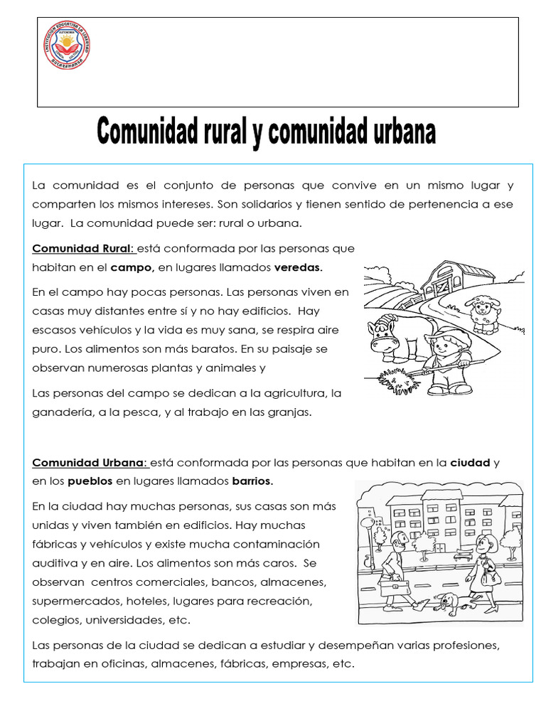 Guía 1 Sociales-Comunidad Urbana y Rural | PDF | Agricultura