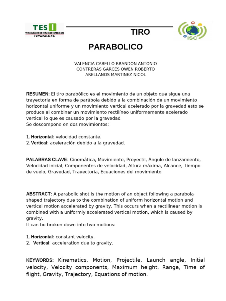 Tiro Parabolico[51] | PDF | Experimentar | Ciencias fisicas