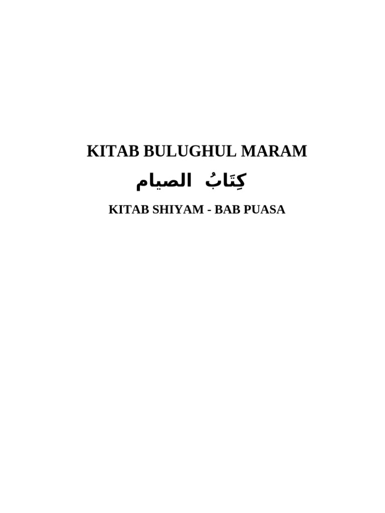 Kitab Bulughul Maram Bab Puasa | PDF