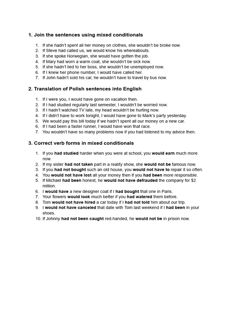 Mixed Conditionals odp | PDF
