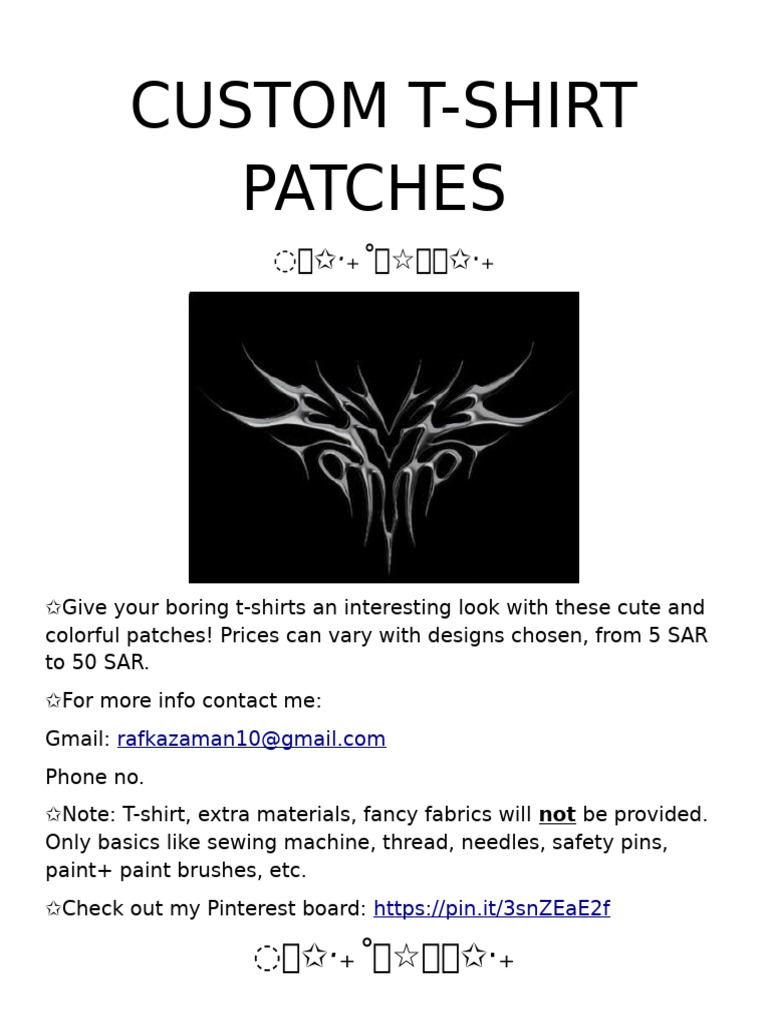 Custom T-Shirt Patches for Unique Styles | PDF