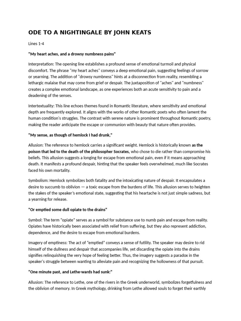 Ode To Nightingale Stanza by Stanza Explanton - 081502 | PDF | Fairies ...