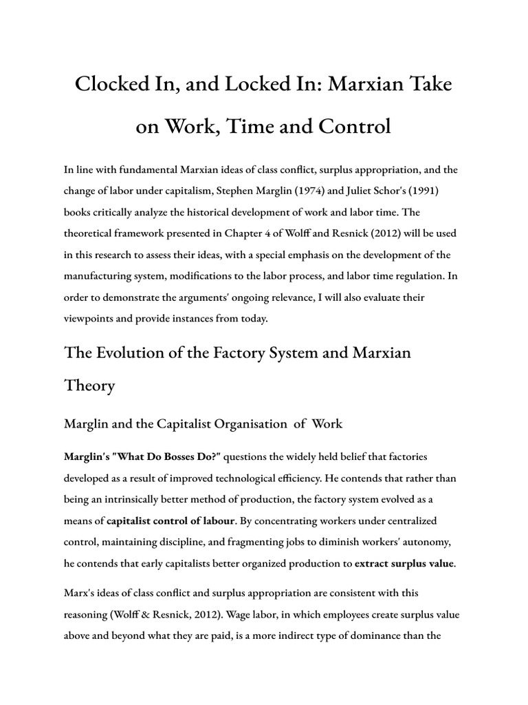 Marxian Analysis of Labor and Control | PDF | Capitalism | Exploitation ...