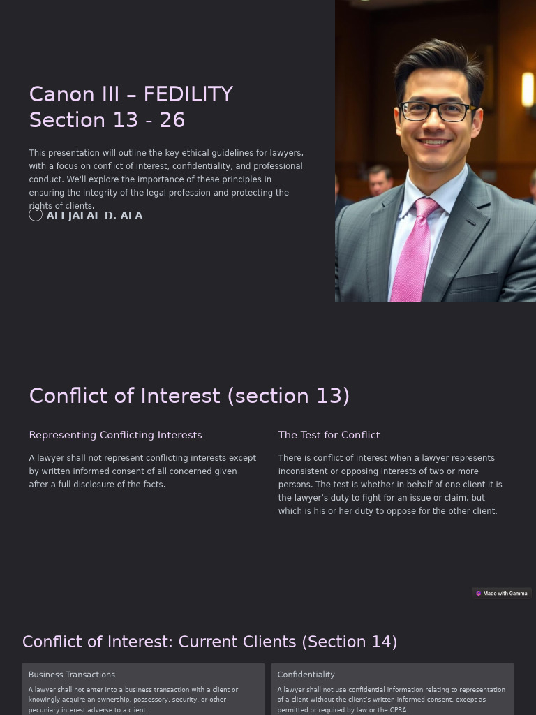 Canon III, Section (13-26) | PDF | Conflict Of Interest | Lawyer