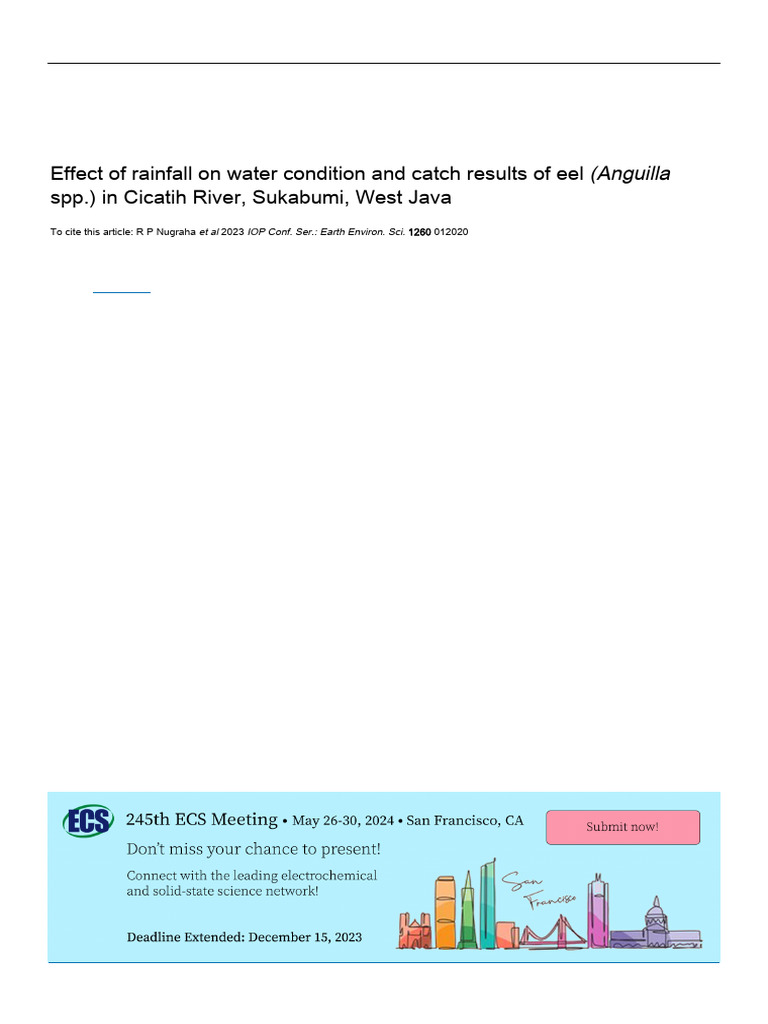 Rainfall Impact on Eel Catches in Cicatih River | PDF | Water Quality ...