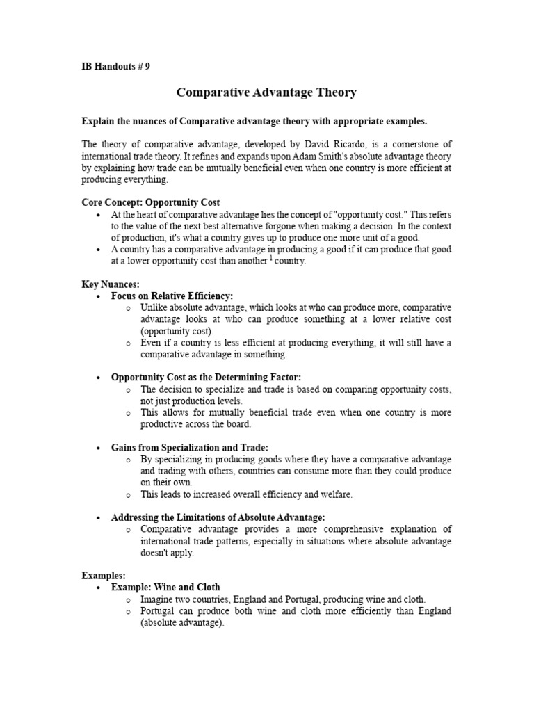 Comparative Advantage Theory Explained | PDF | Comparative Advantage ...