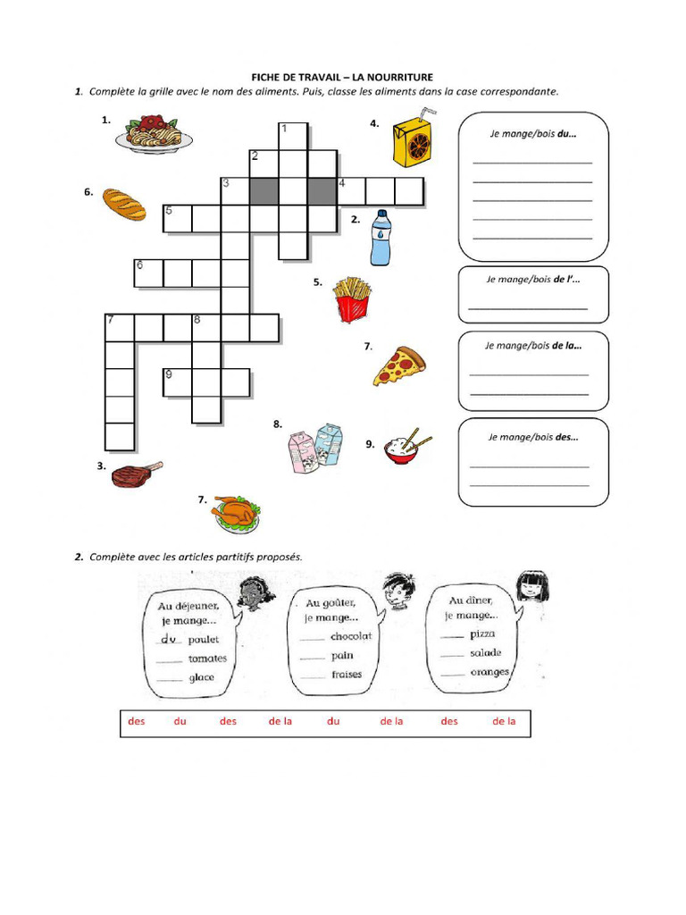 Worksheet Partitive Articles | PDF