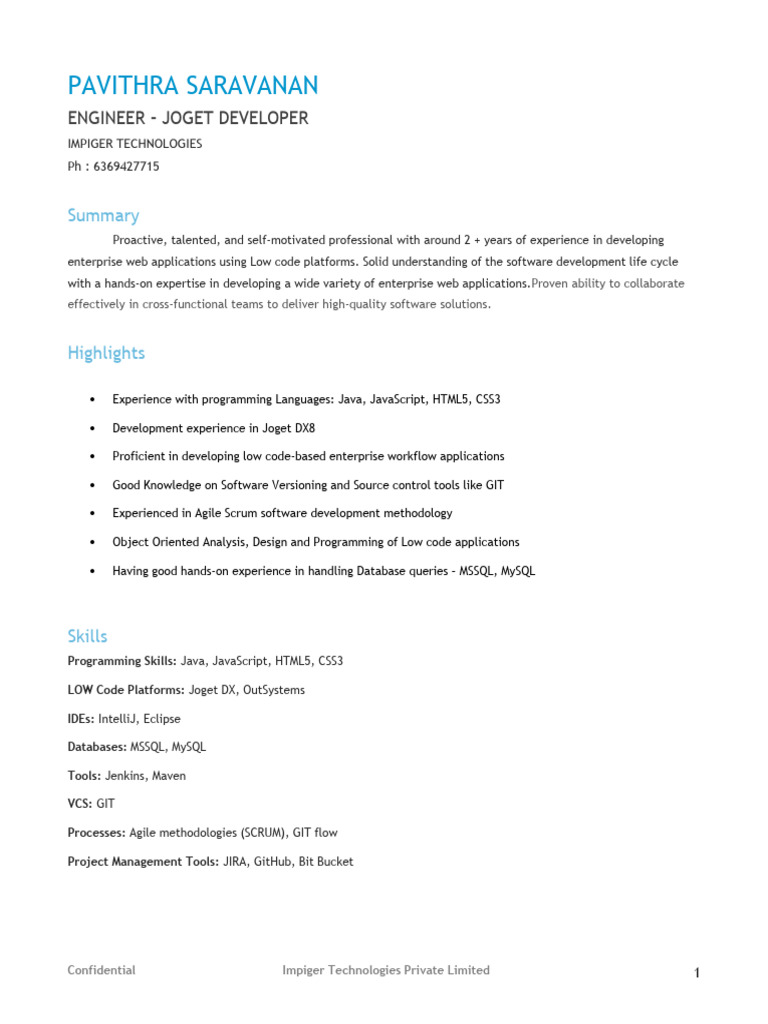 Pavithra Saravanan Engineer CV | PDF | Computer Programming | Product Lifecycle