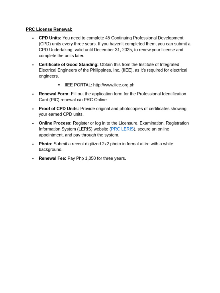 PRC License Renewal (REE) | PDF