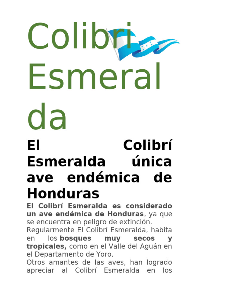 Colibri Esmeralda | PDF