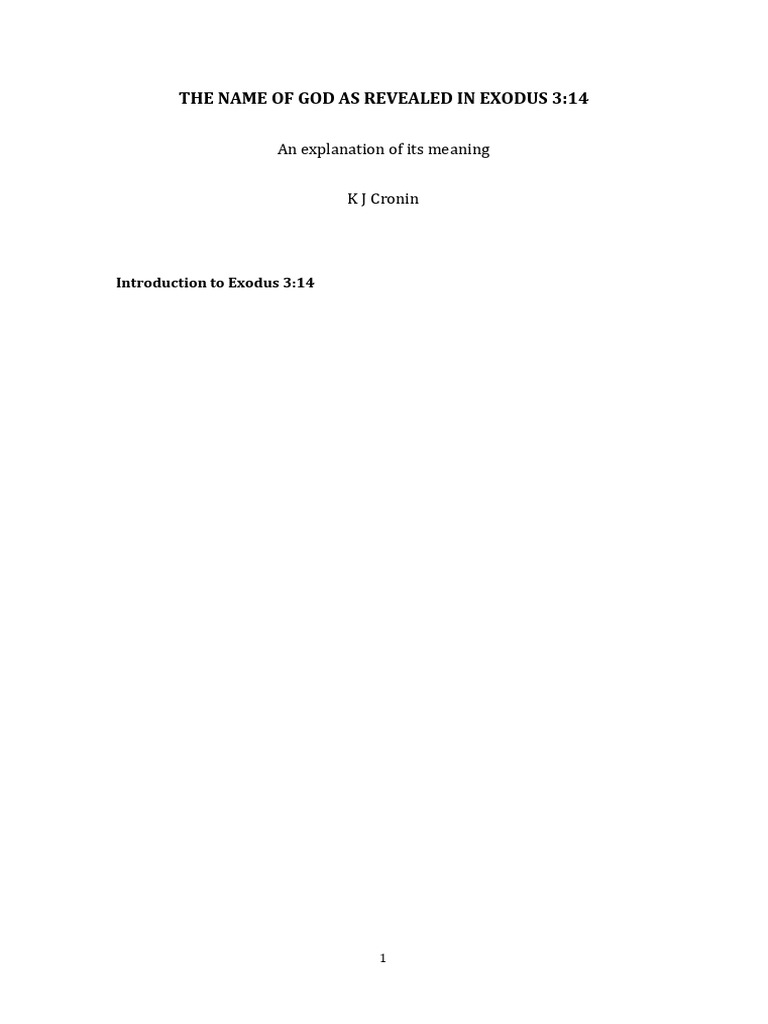 The Name of God As Revealed in Exodus 3 - 14 | PDF | Names Of God In ...