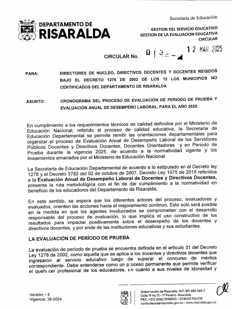 Circular No- 013 de 2025 - Cronograma Proceso de Evaluación de Desempeño de DyDD 13-Mar-2025 14 ...