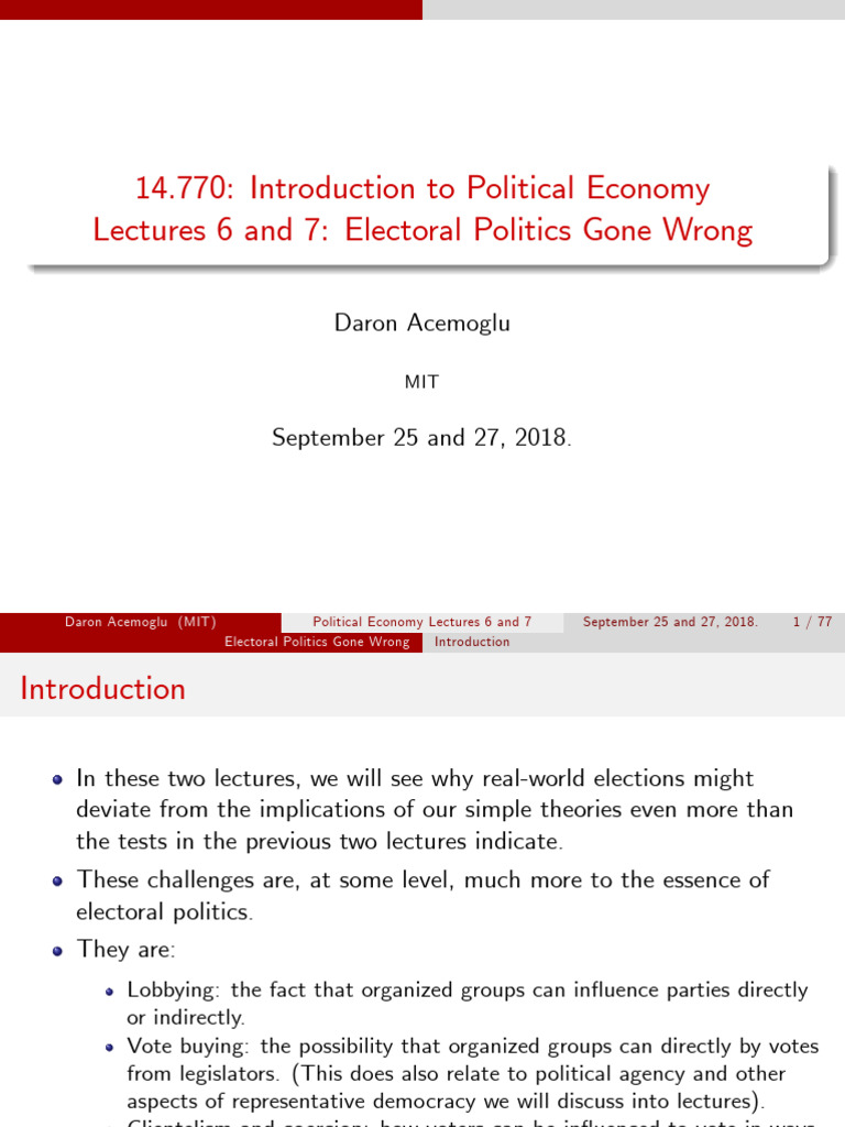 Electoral Politics and Lobbying Issues | PDF | Democracy | Political ...