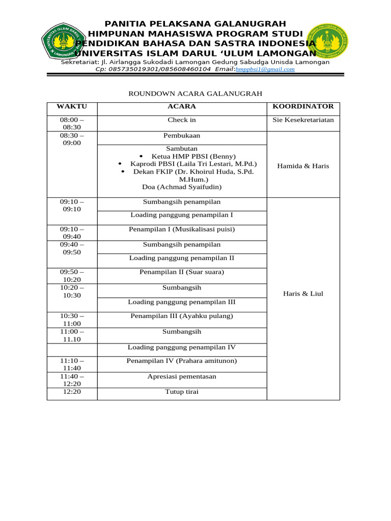 Roundown acara 1 | PDF
