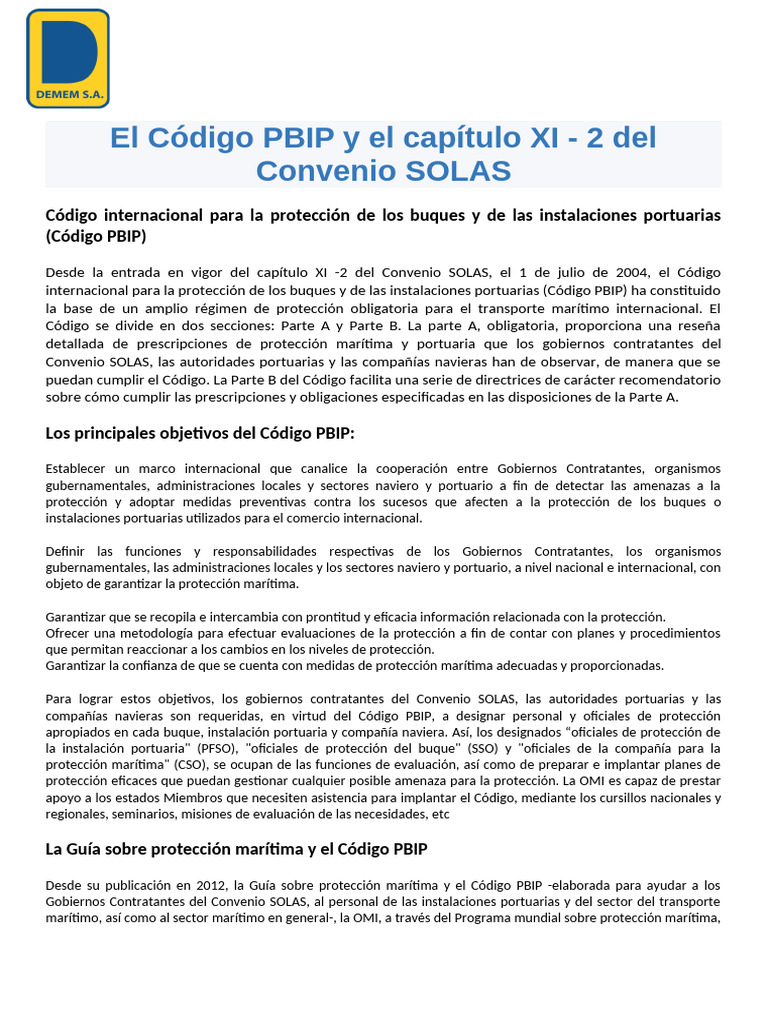 El Código PBIP y El Capítulo XI | PDF