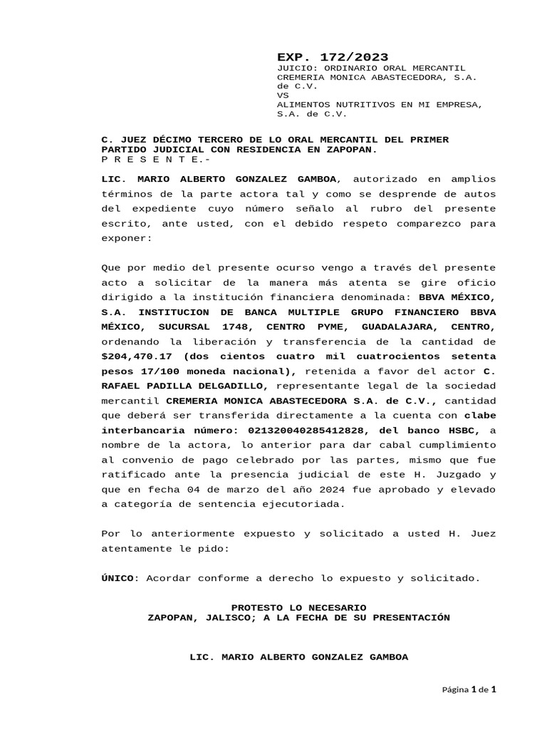 SOLICITUD DE OFICIOS | PDF